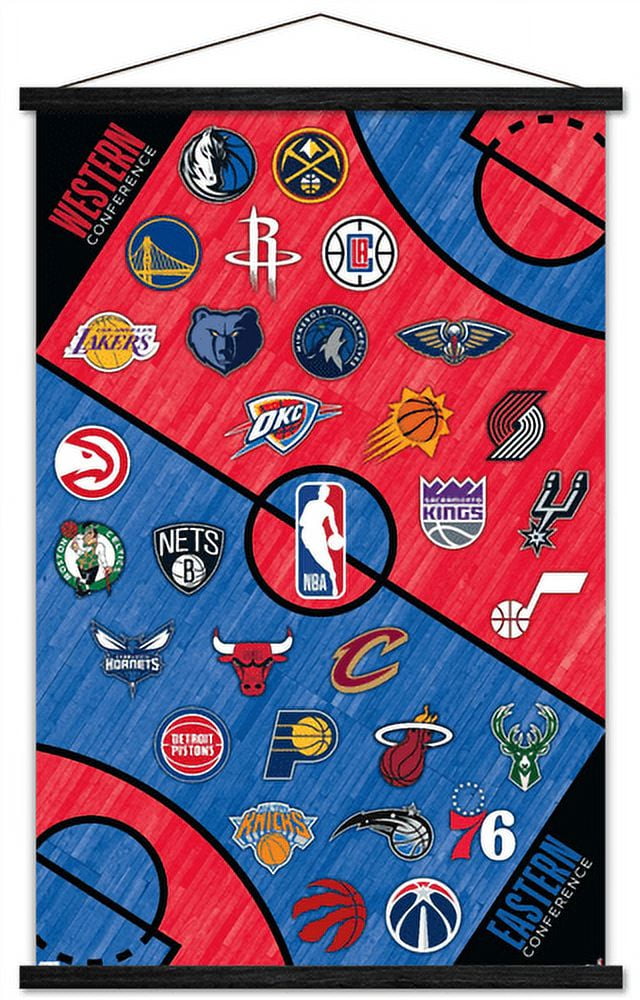 NBA League - Logos 22 Wall Poster with Magnetic Frame, 22.375" x 34 ...