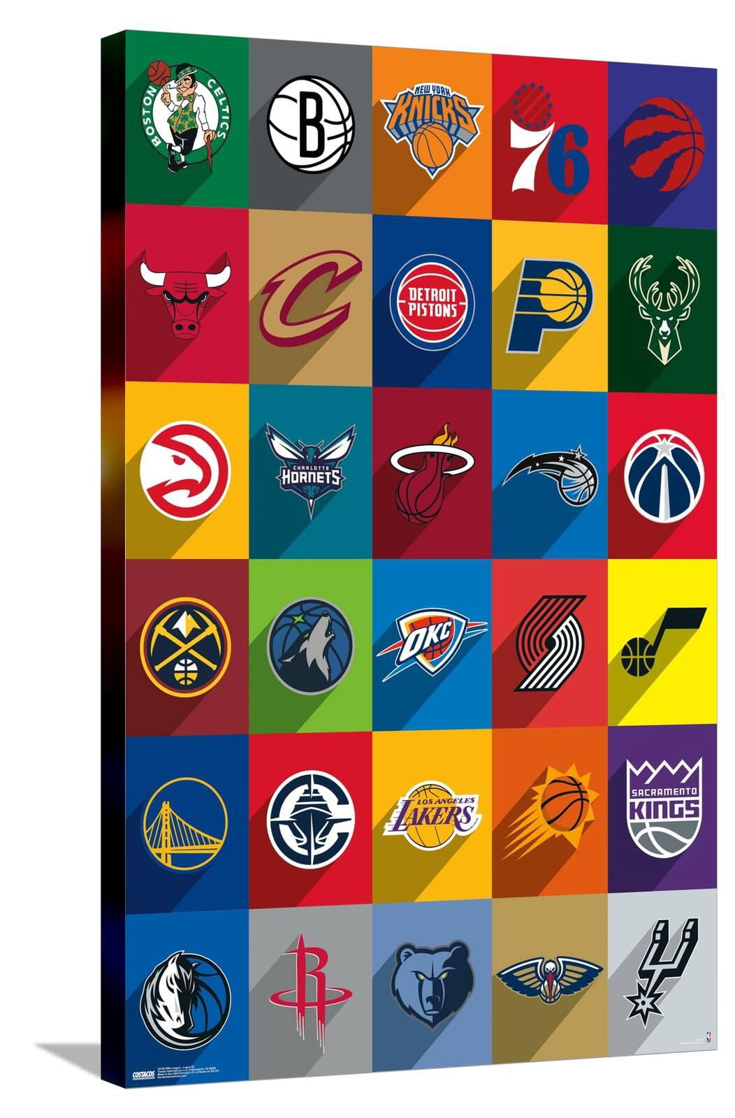 NBA League - Logos 24 Canvas Wall Poster, 22.375" x 34" - Walmart.com