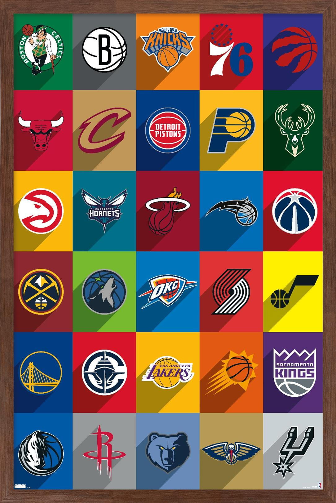 NBA League - Logos 24 Wall Poster, 14.725" x 22.375" Framed - Walmart.com