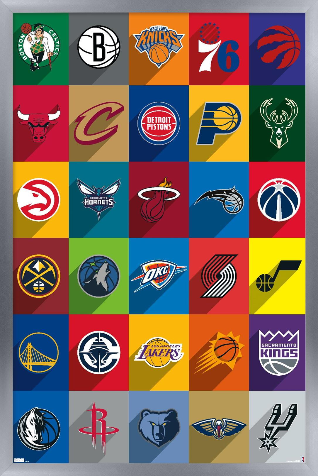 NBA League - Logos 24 Wall Poster, 22.375" x 34" Framed - Walmart.com