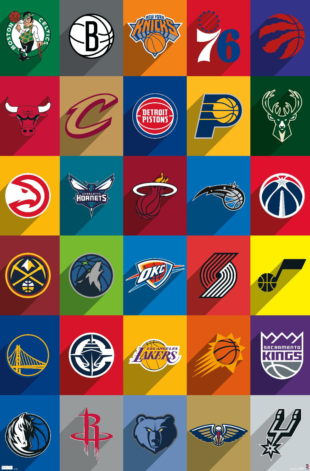 NBA League - Logos 24 Wall Poster, 22.375" x 34" - Walmart.com