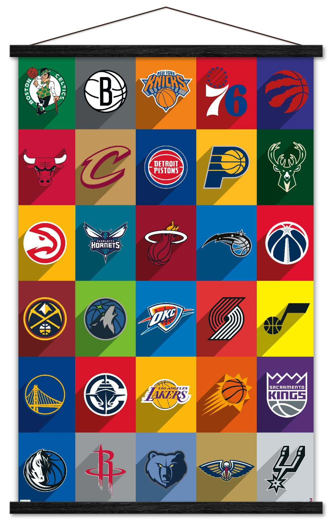 NBA League - Logos 24 Wall Poster with Magnetic Frame, 22.375" x 34 ...