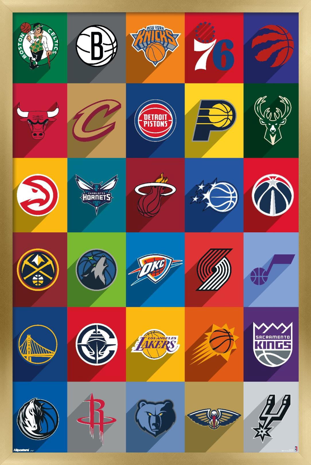 NBA League - Logos 25 Wall Poster, 22.375" x 34" Framed - Walmart.com