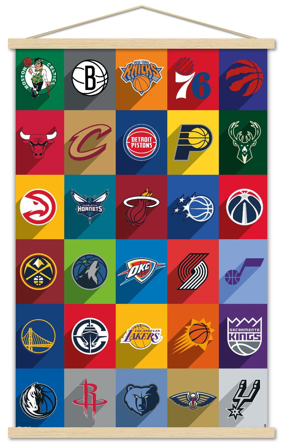 NBA League - Logos 25 Wall Poster with Magnetic Frame, 22.375" x 34 ...