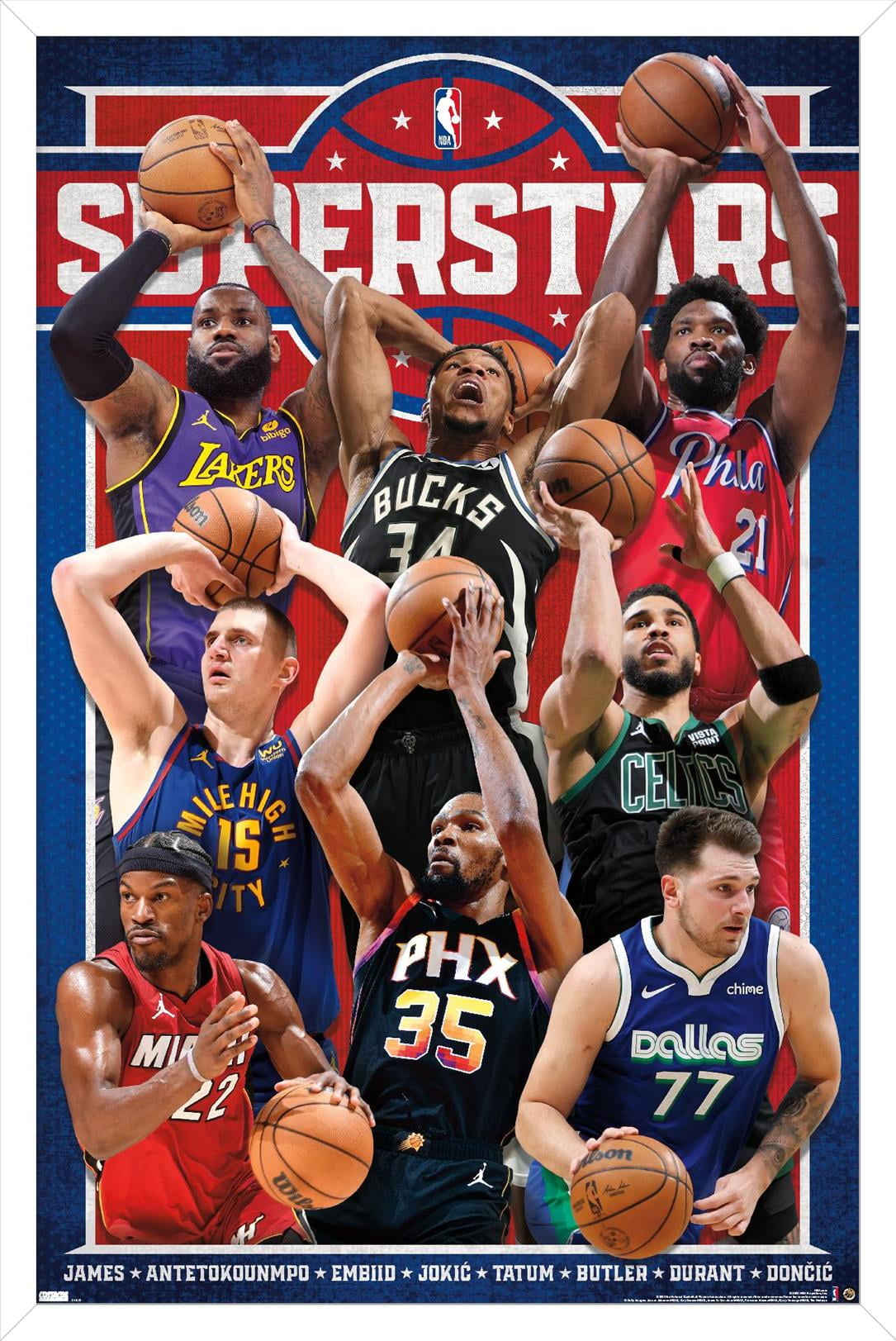 NBA League - Superstars 23 Wall Poster, 22.375" x 34" Framed - Walmart.com