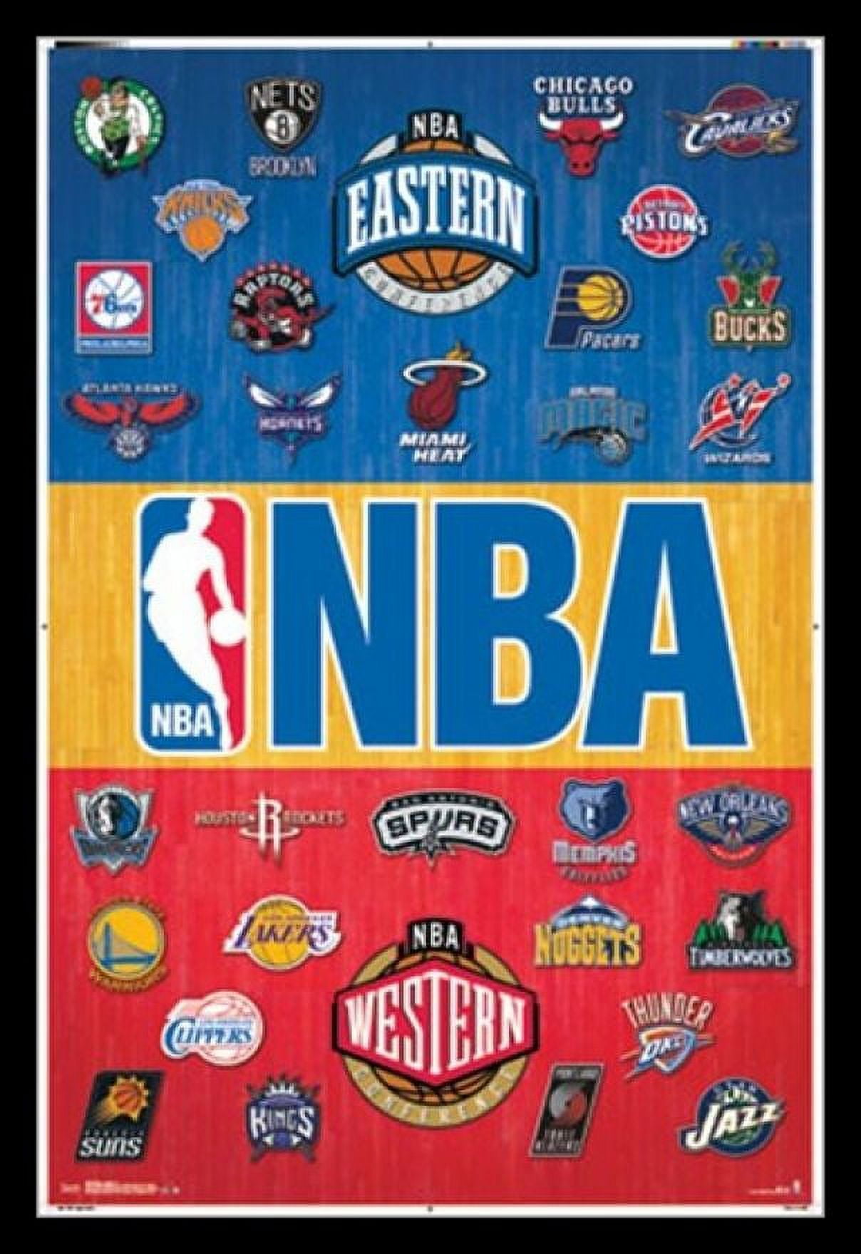NBA - Logos 14 Laminated & Framed Poster Print (24 x 36) - Walmart.com