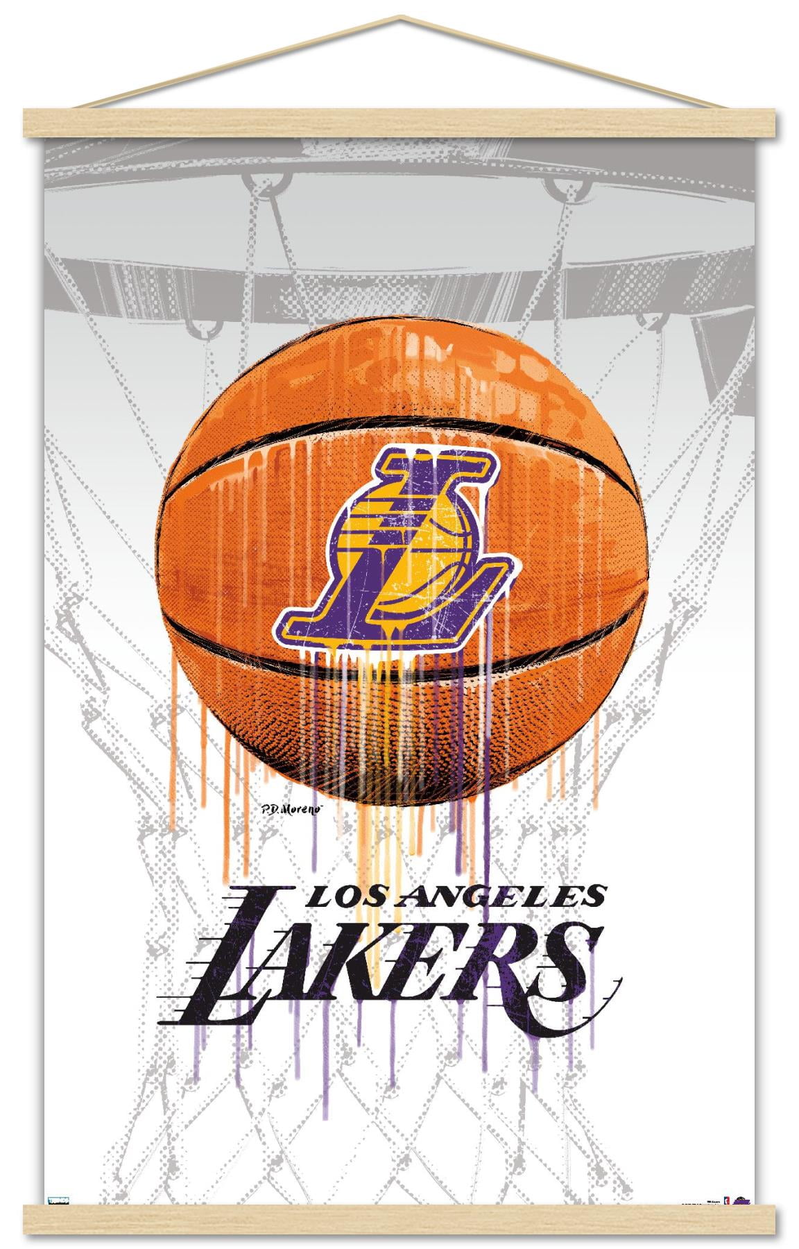 NBA Los Angeles Lakers - Drip Ball 20 Wall Poster with Wooden Magnetic ...