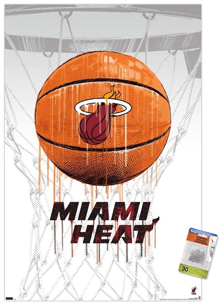 NBA Miami Heat - Drip Basketball 21 22.37" x 34" Poster, by Trends ...