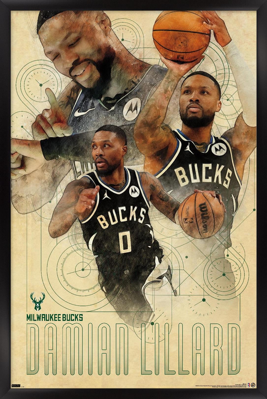 NBA Milwaukee Bucks - Damian Lillard 24 Wall Poster, 14.725" x 22.375 ...