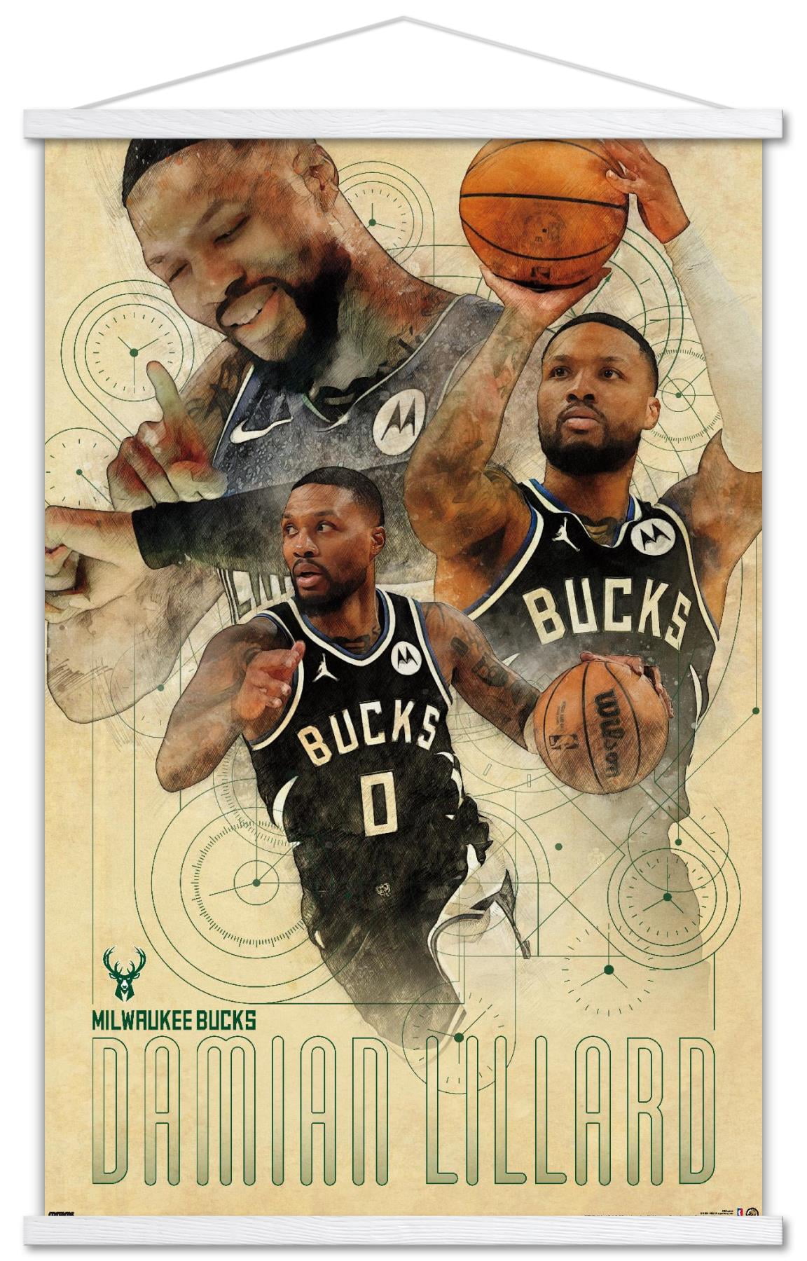 NBA Milwaukee Bucks - Damian Lillard 24 Wall Poster with Magnetic Frame ...