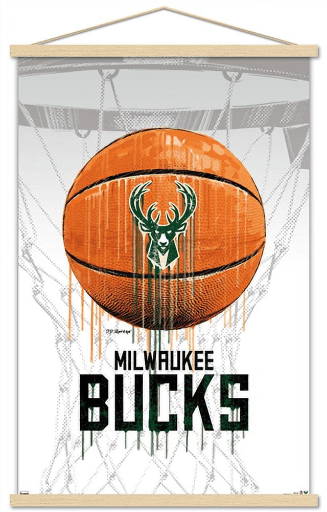 NBA Milwaukee Bucks - Drip Ball 20 Wall Poster with Magnetic Frame, 22. ...