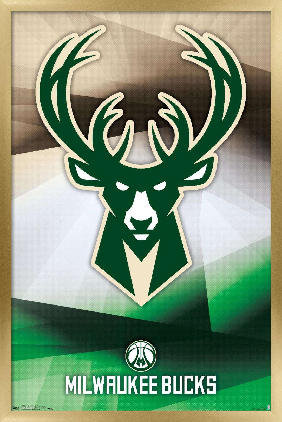 NBA Milwaukee Bucks - Logo 16 Wall Poster, 14.725" x 22.375", Framed ...