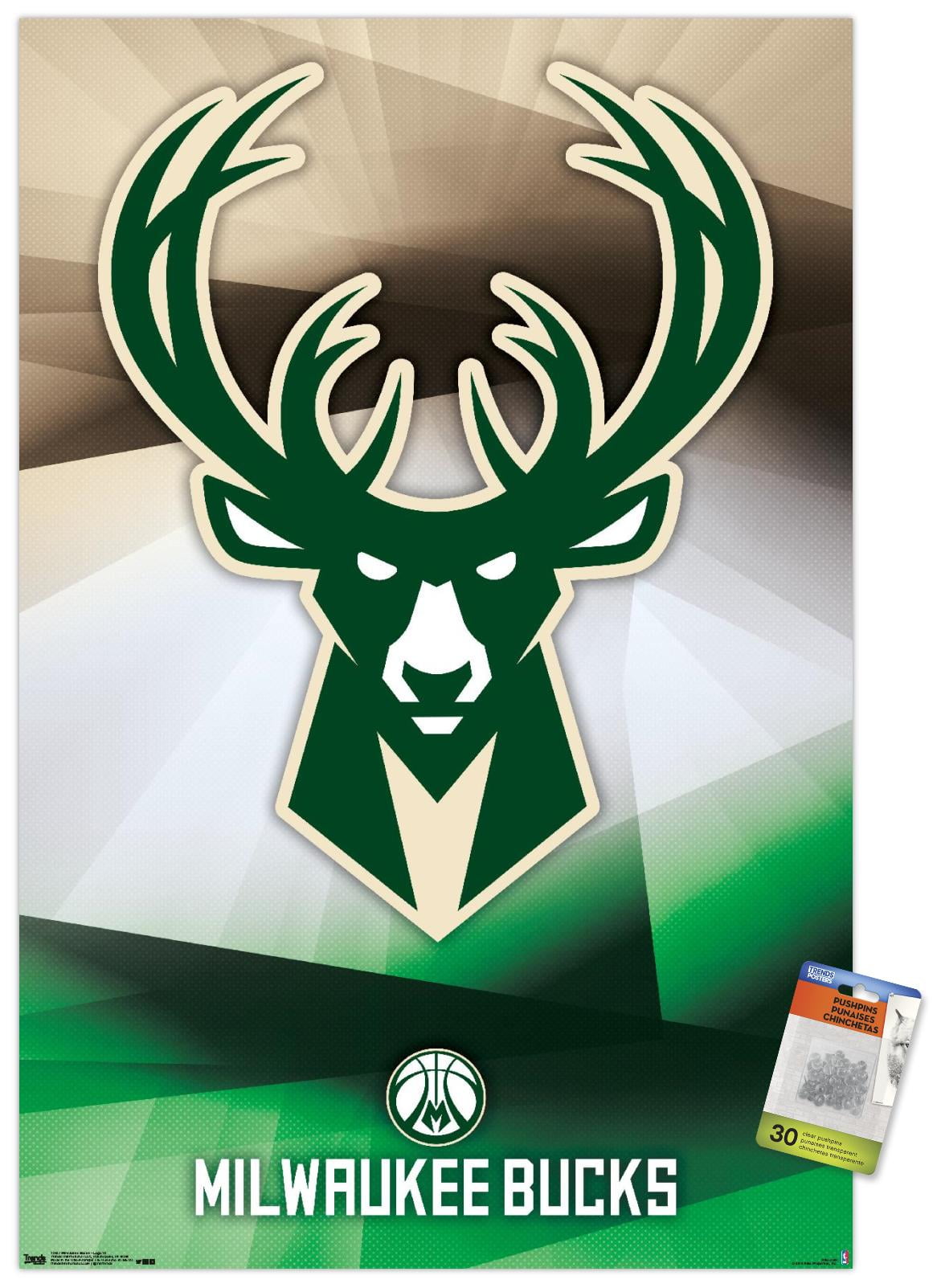 NBA Milwaukee Bucks - Logo 16 Wall Poster with Push Pins, 22.375" x 34 ...