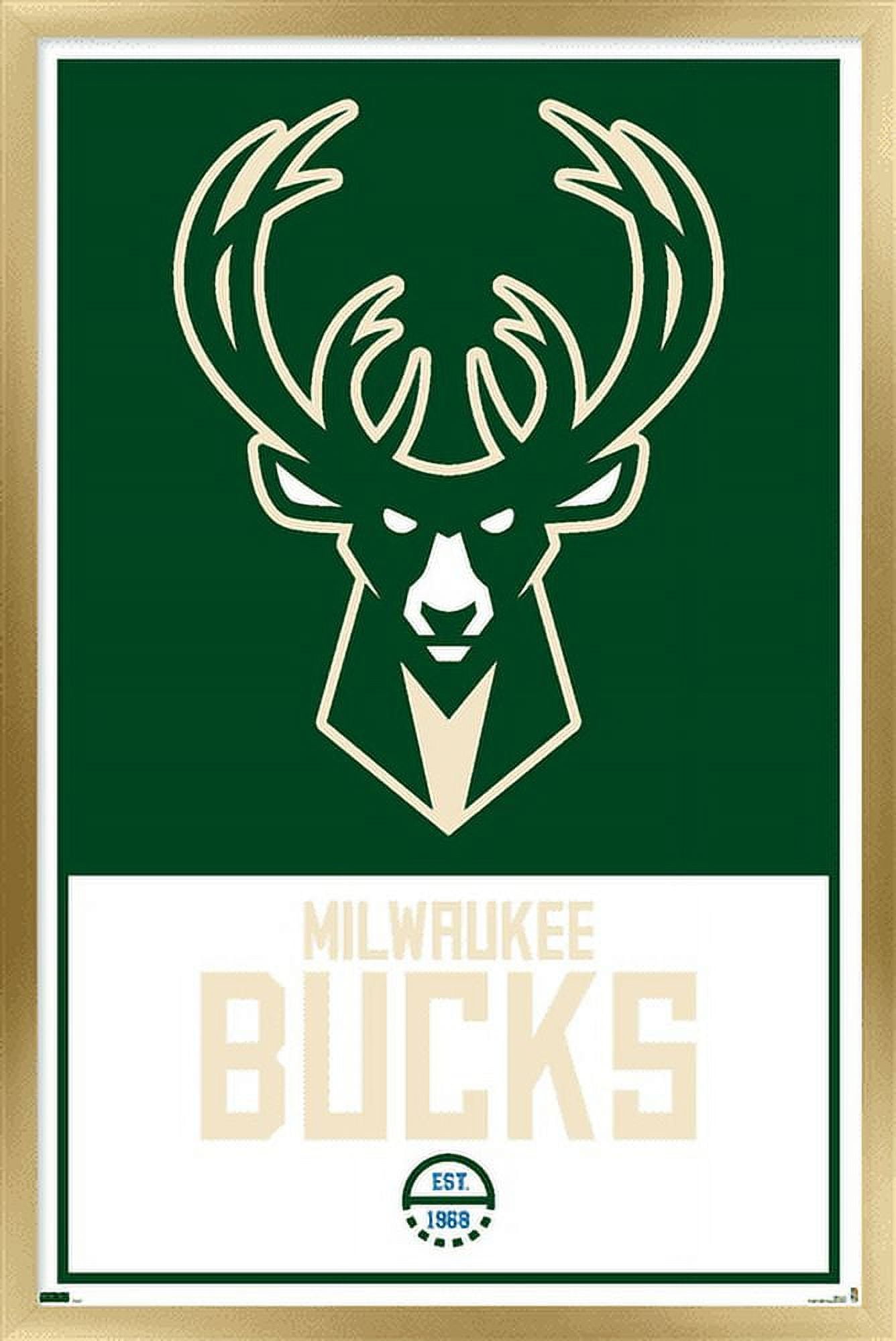NBA Milwaukee Bucks - Logo 21 Wall Poster, 22.375" x 34", Framed ...