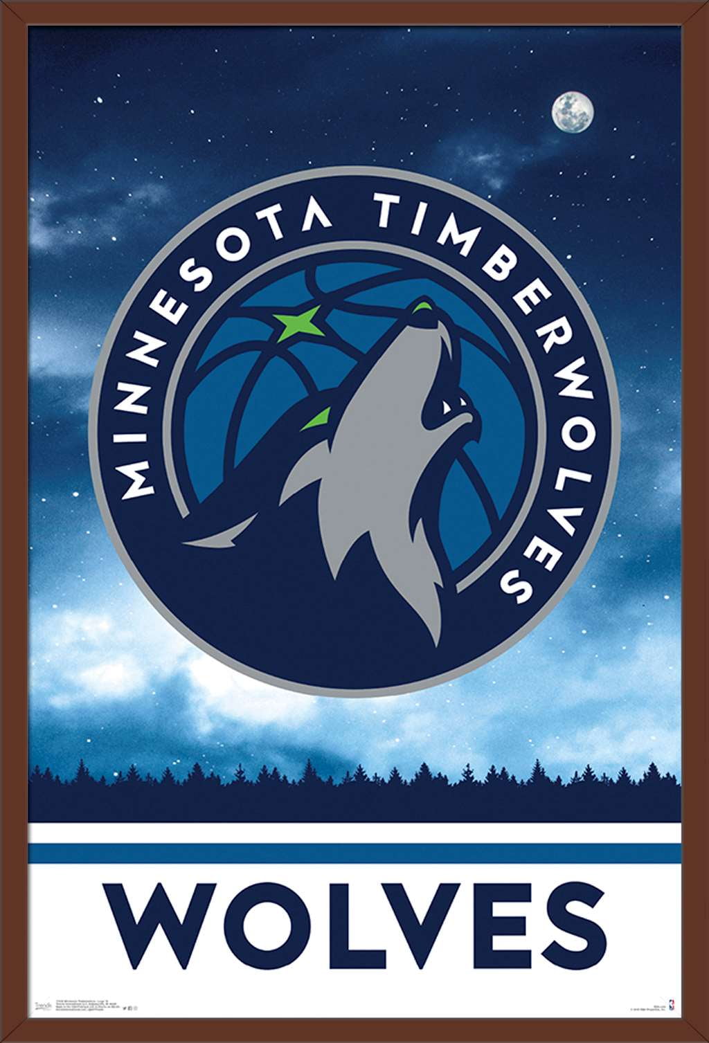 NBA Minnesota Timberwolves - Logo 18 Wall Poster, 22.375" x 34", Framed ...