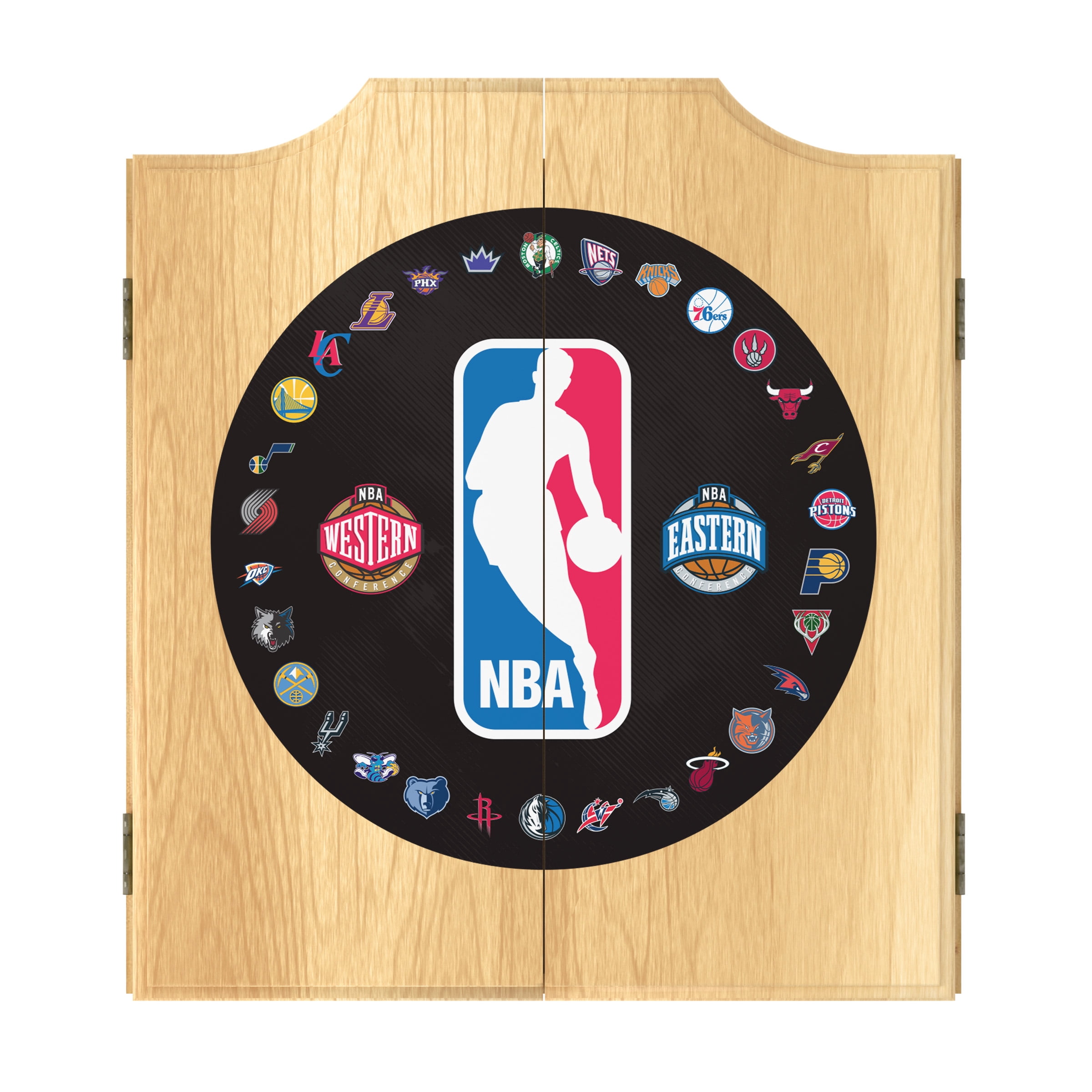 Free Shipping! Trademark Gameroom NBA Logo Dart Board Cabinet Set with ...