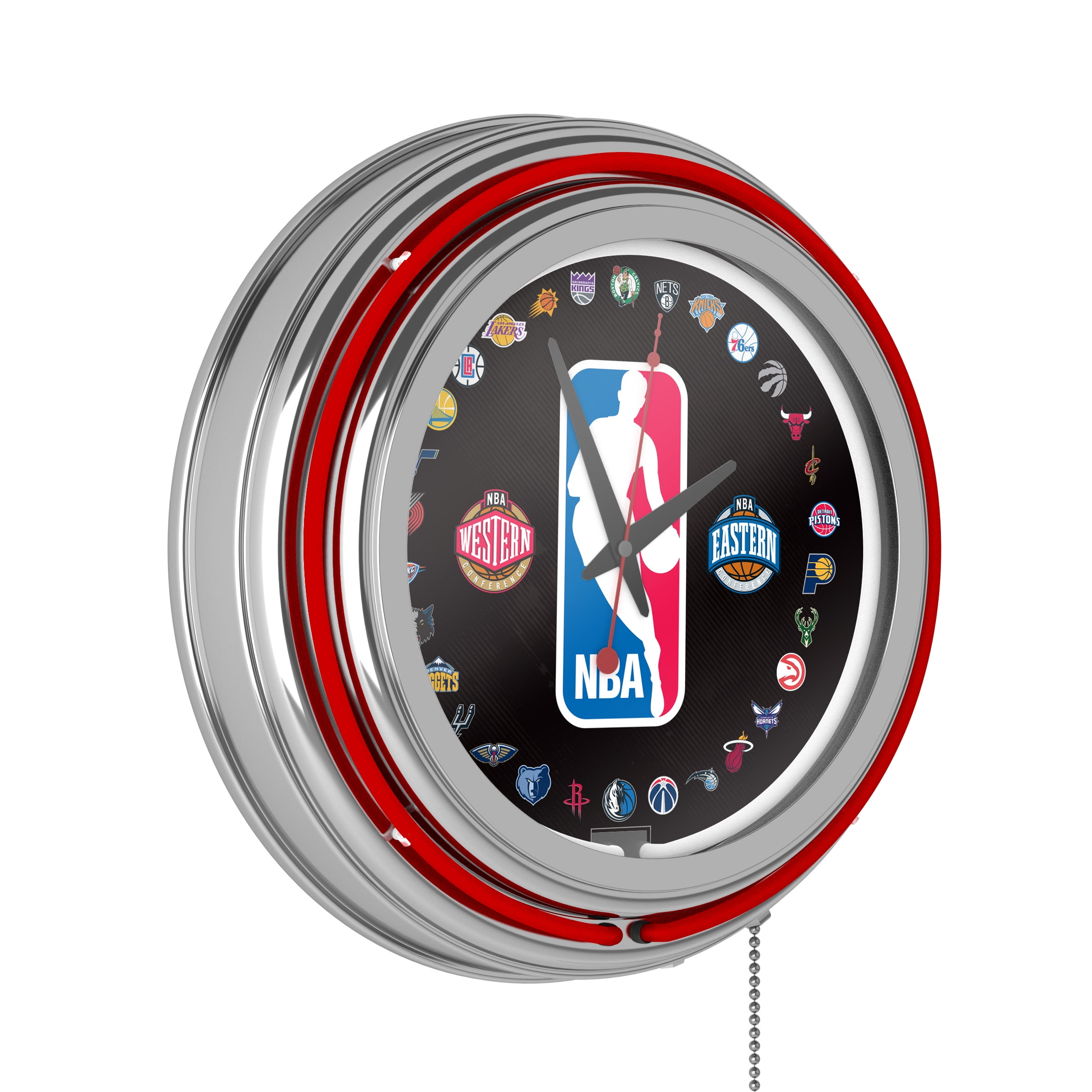 Free Shipping! Trademark Gameroom NBA Retro Neon Wall Clock with Pull ...