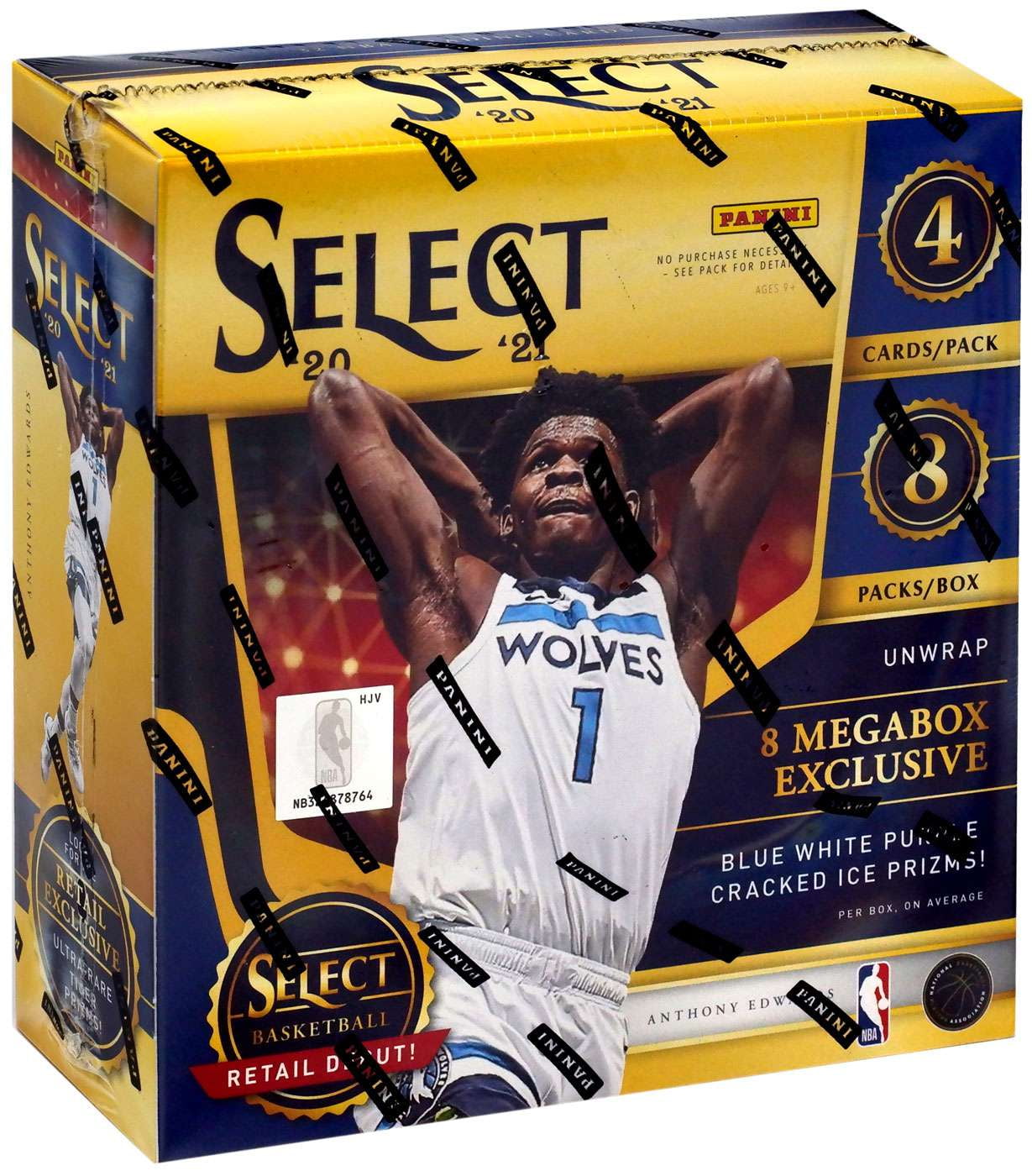 NBA Panini 2020-21 Select Basketball Trading Card MEGA Box (8 Packs ...
