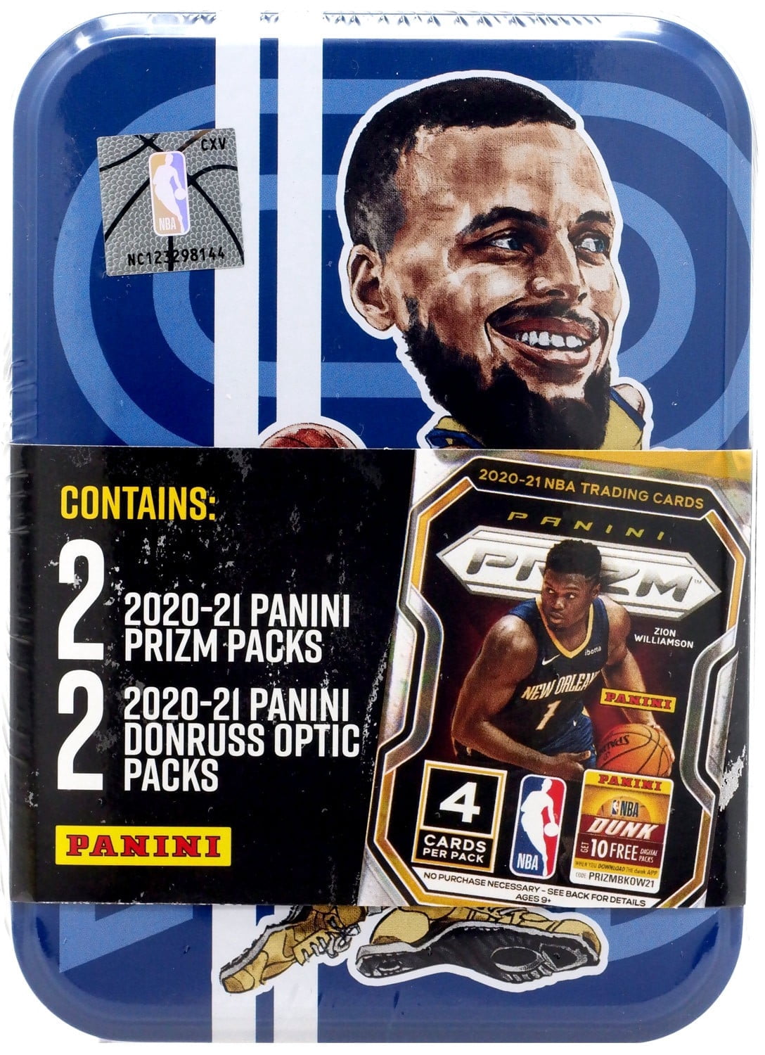 NBA Panini Stephen Curry Trading Card COLLECTOR Tin (2 Prizm Packs & 2 ...