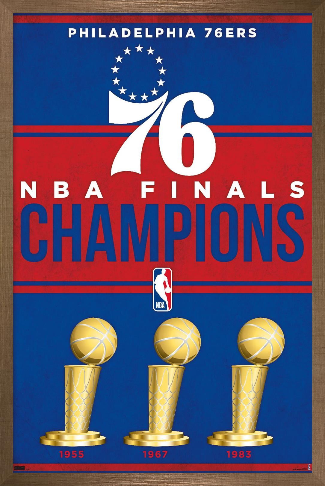 NBA Philadelphia 76ers - Champions 23 Wall Poster, 22.375" x 34" Framed ...