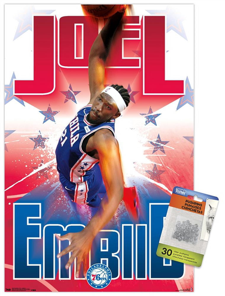 NBA Philadelphia 76ers - Joel EmbIId 17 Wall Poster with Push Pins, 14. ...