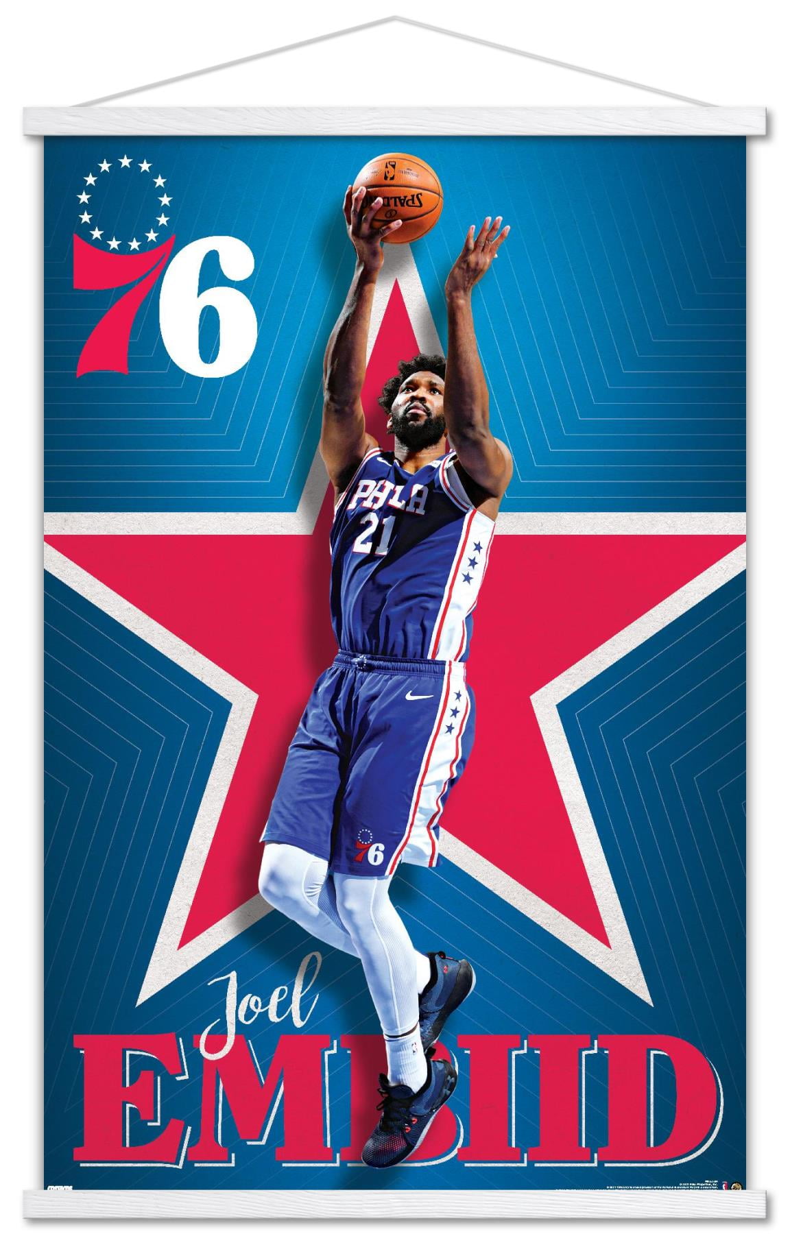NBA Philadelphia 76ers - Joel Embiid 20 Wall Poster with Wooden ...
