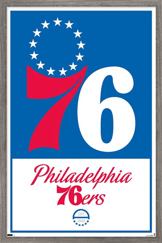 NBA Philadelphia 76ers - Logo 21 Wall Poster, 14.725" x 22.375", Framed ...
