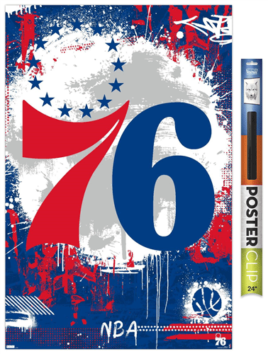 NBA Philadelphia 76ers - Maximalist Logo 23 Wall Poster, 22.375" x 34 ...