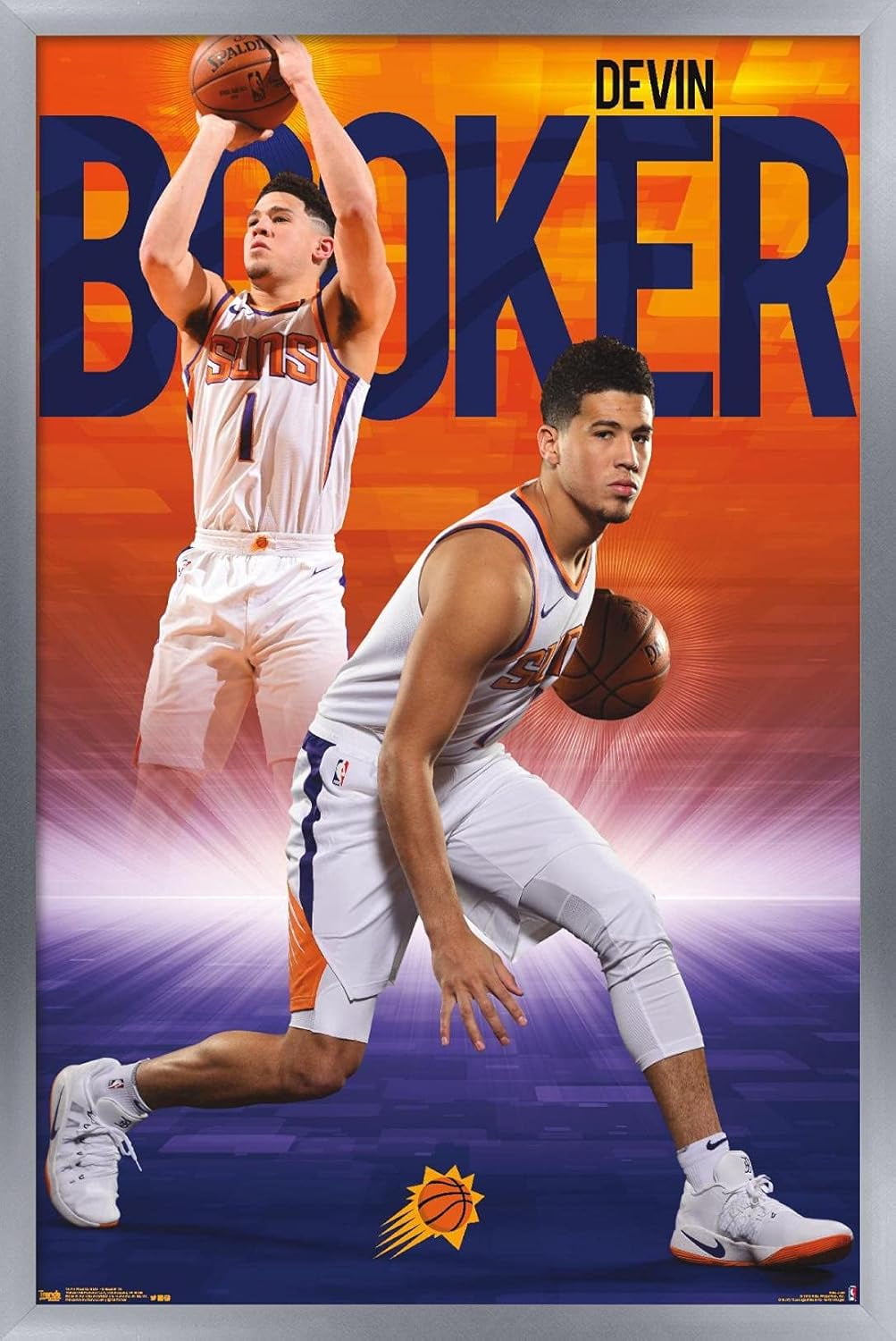 NBA Phoenix Suns - Devin Booker 18 Wall Poster, 22.4L X 14.7W, Silver ...