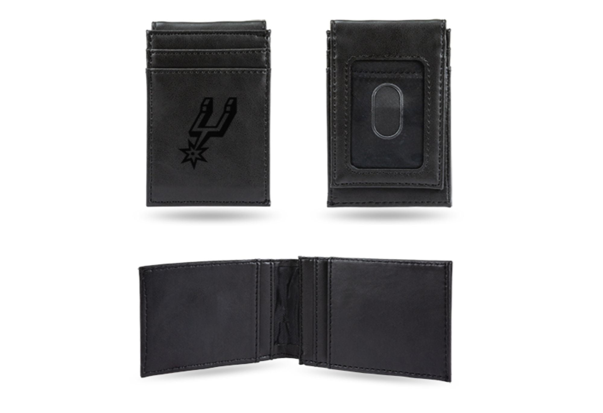 NBA San Antonio Spurs Black Faux Leather Front Pocket Wallet with 2 ...