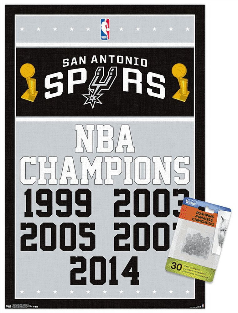 NBA San Antonio Spurs - Champions 17 Wall Poster with Push Pins, 14.725 ...