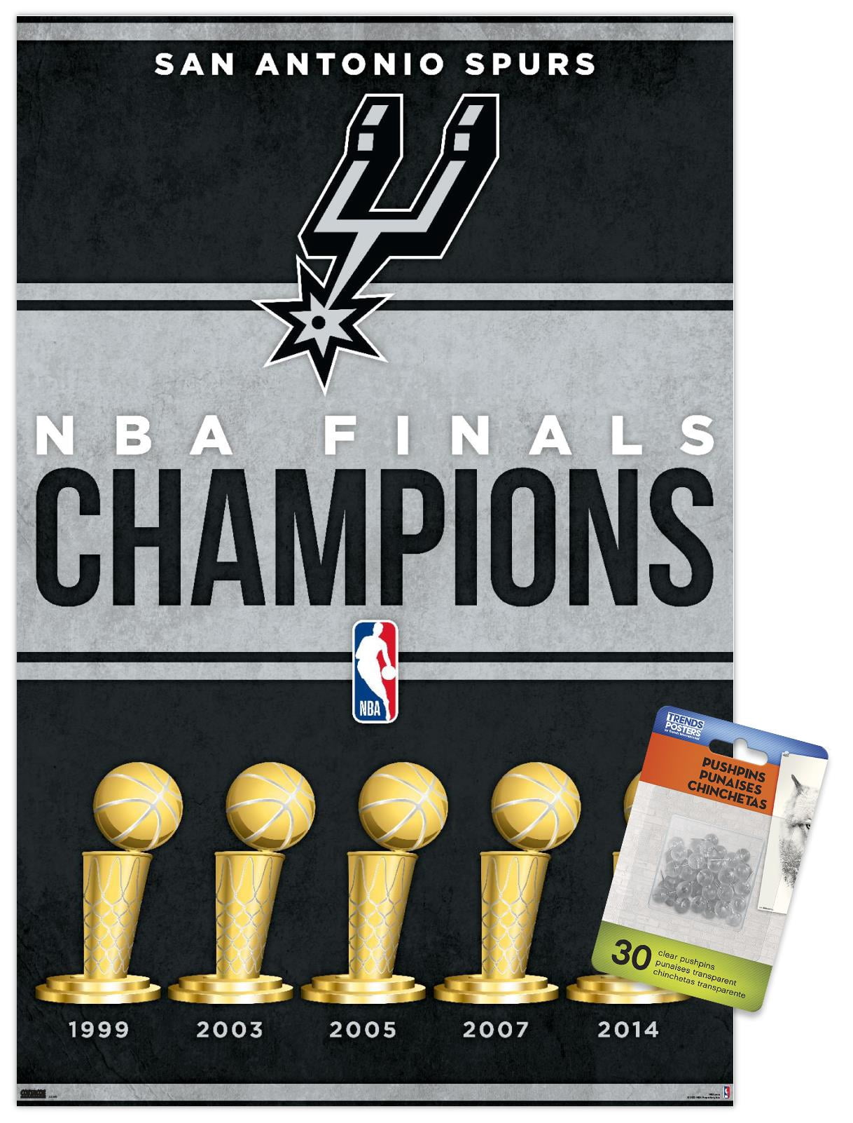 NBA San Antonio Spurs - Champions 23 Wall Poster with Push Pins, 14.725 ...