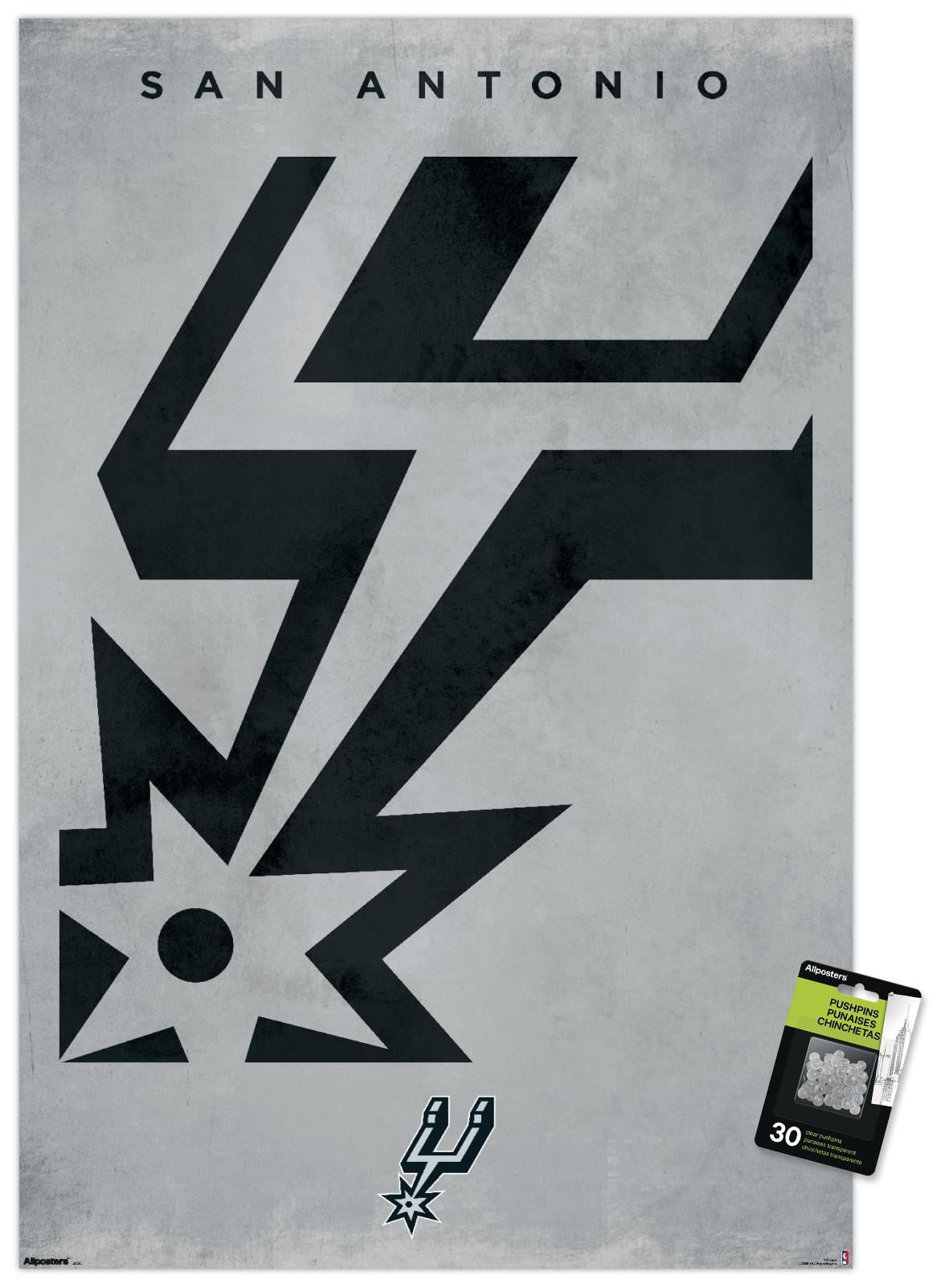 NBA San Antonio Spurs - Logo 25 Wall Poster with Push Pins, 22.375" x ...