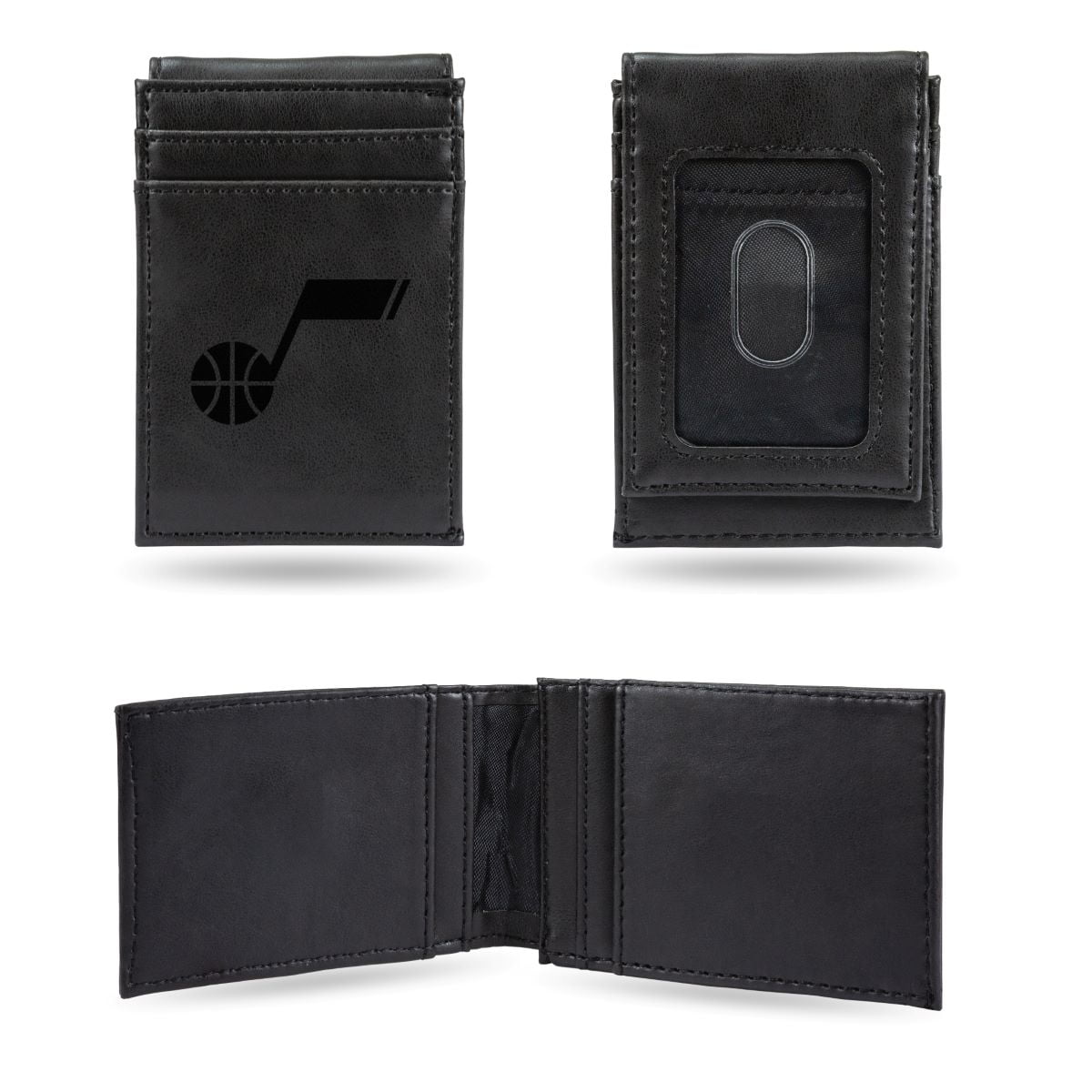 NBA Utah Jazz Black Faux Leather Front Pocket Wallet with 2 Card Slots ...