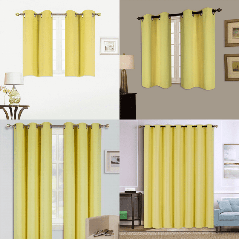 NBBNHH 1/2PC 100% Blackout Unlined Heavy Thick Thermal Curtain Panels ...