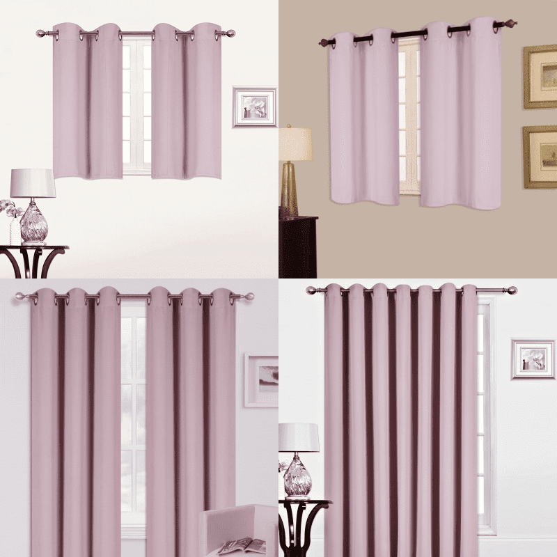 NBBNHH 1/2PC 100% Blackout Unlined Heavy Thick Thermal Curtain Panels ...