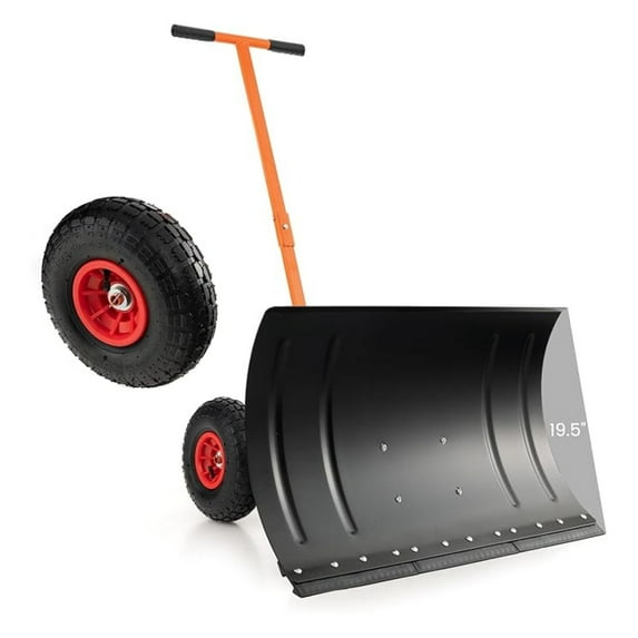 NBBNHH 29" Heavy Duty Snow Shovel with 10" Pneumatic Wheels, Adjustable ...