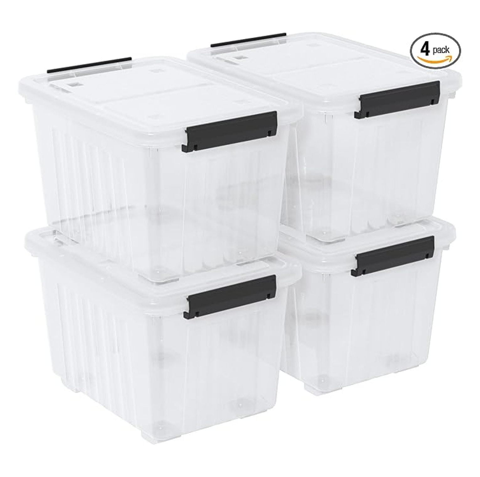 NBBNHH 30 Quart Storage Boxes with Wheels, 4-Pack - Clear Plastic Bins ...