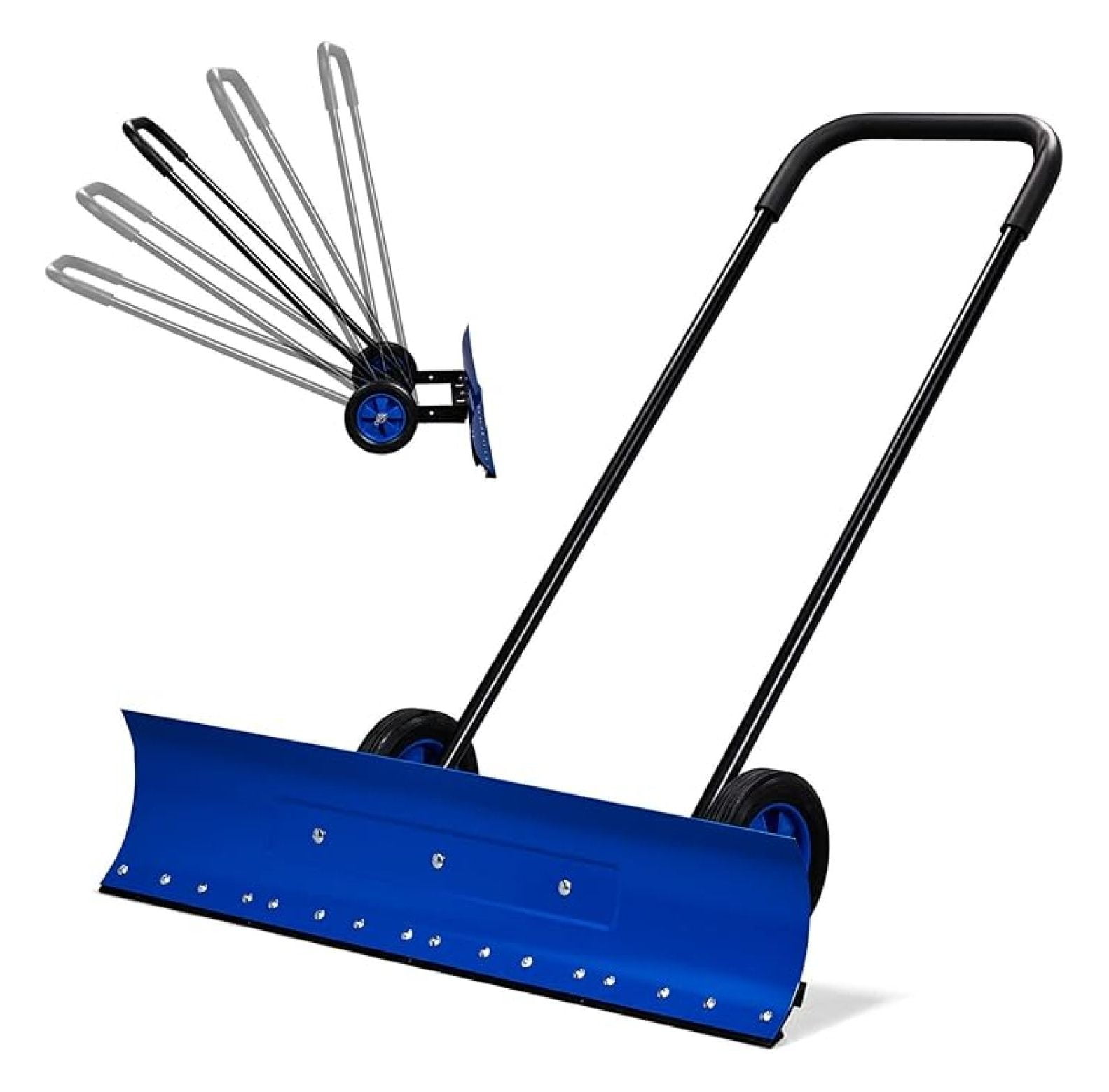 NBBNHH 39-inch Snow Pusher Shovel with Wheels, Bi-Directional Wheeled ...