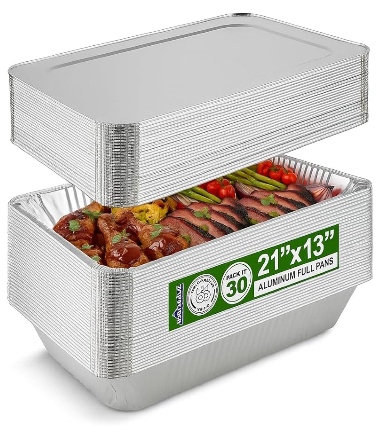 NBBNHH Aluminum Pans with Lids Disposable - 21x13x3 Full Size Heavy ...