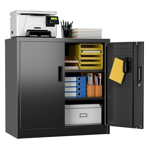 NBBNHH Metal Storage Cabinets with Pegboard, 31.5" Garage Cabinet with ...