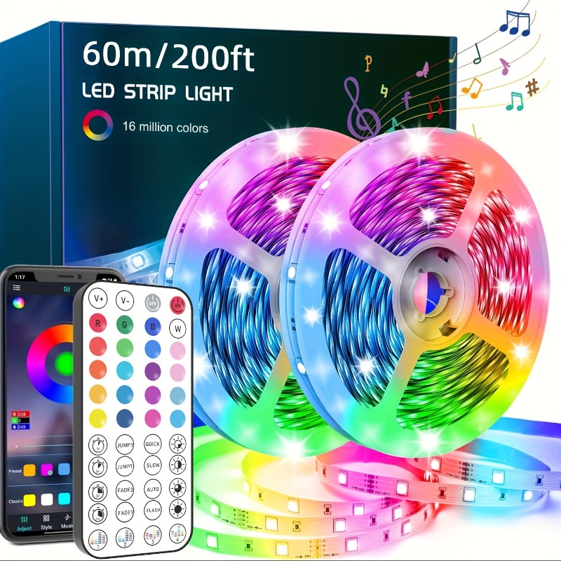 NBBUFF Ultra-long 200 feet - 50 feet smart LED light strip, suitable ...