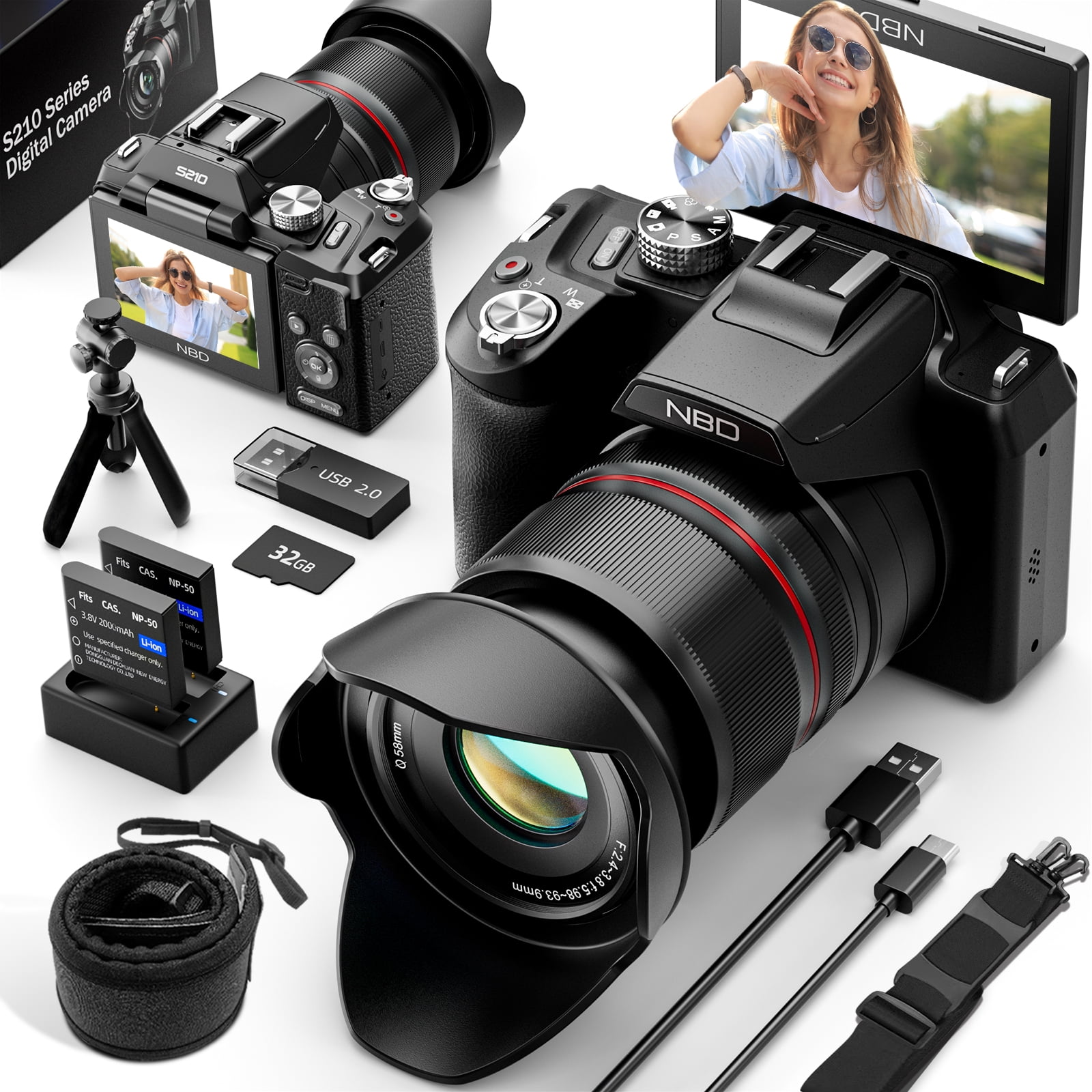 NBD 5K&64MP Digital Cameras For Photography, 16X Optical Zoom Camera ...