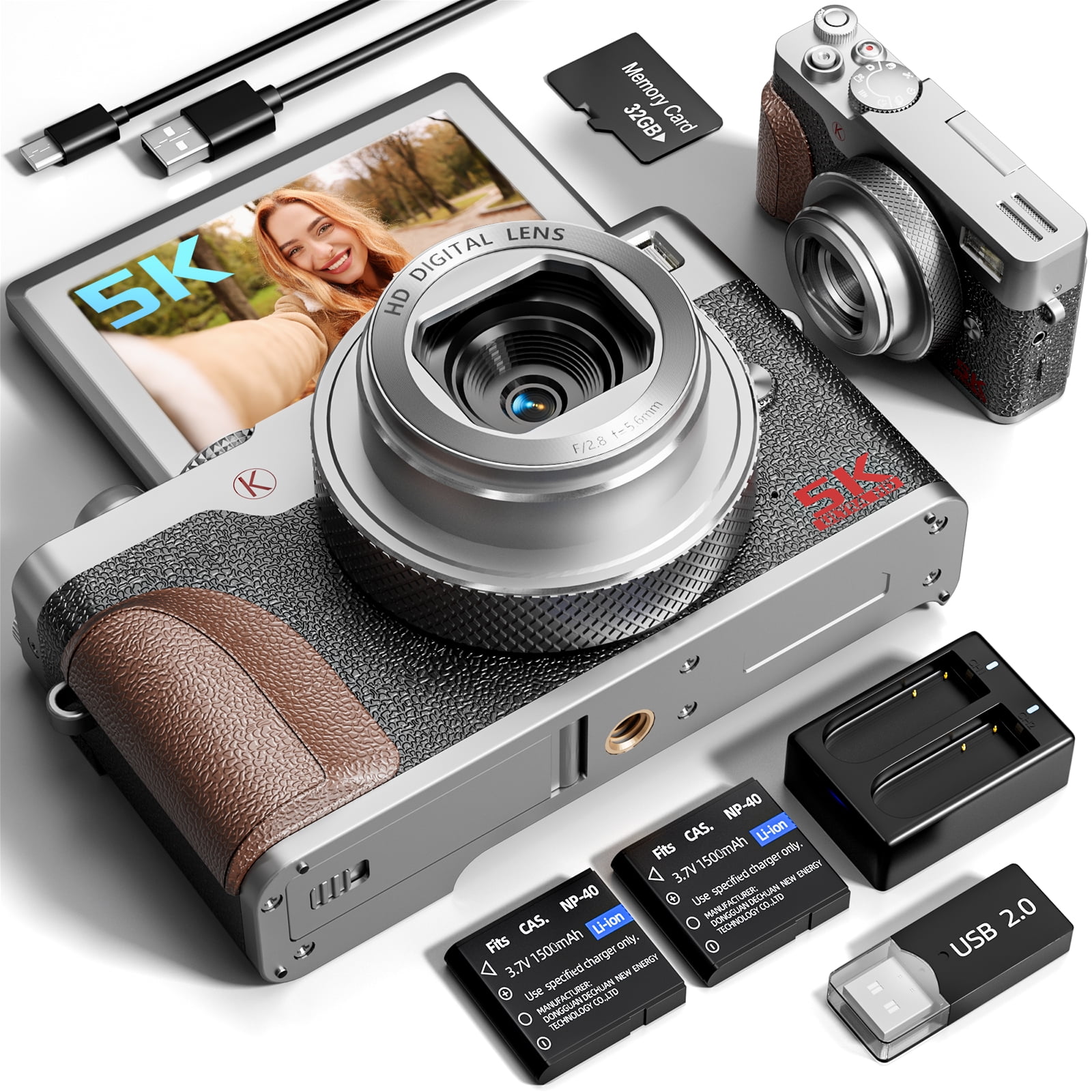 NBD 64MP 5K Autofocus Digital Camera with 180° Flip Screen, 18X Zoom ...