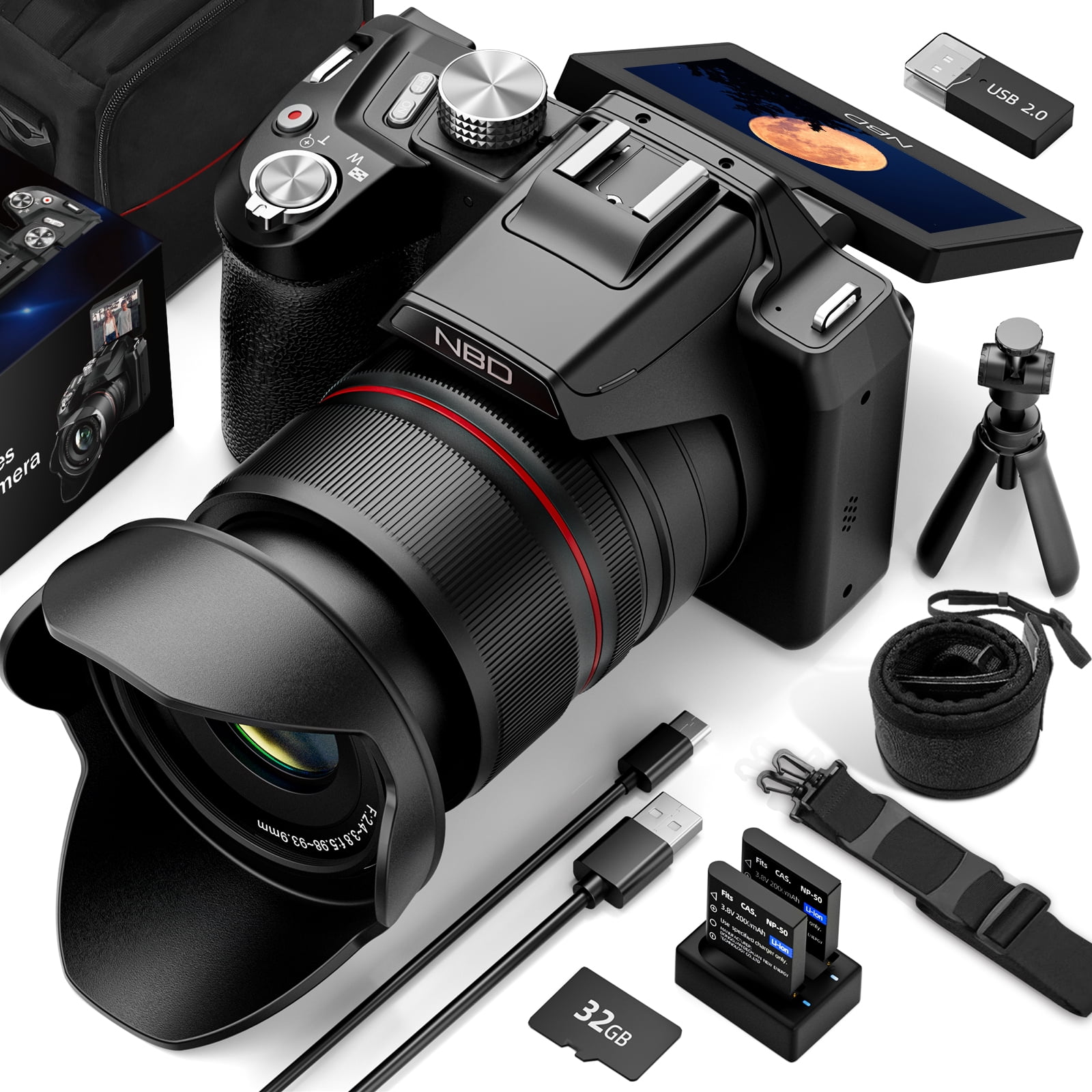 NBD 64MP 5K Digital Camera for Photography & Vlogging, 16X Optical Zoom ...