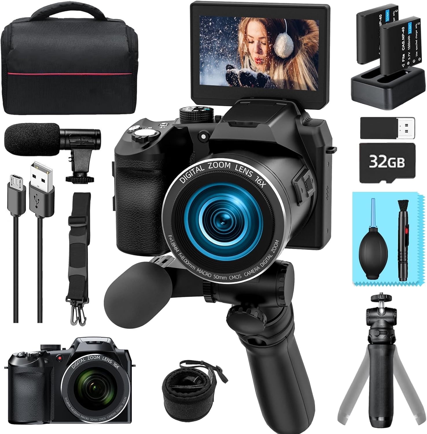 NBD 64MP 4K Digital Photography & Vlogging Camera with Flip Screen, HD ...