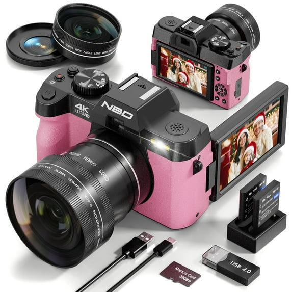 NBD 4K 48MP WiFi Vlogging Camera for YouTube with Webcam, Wide-Angle ...