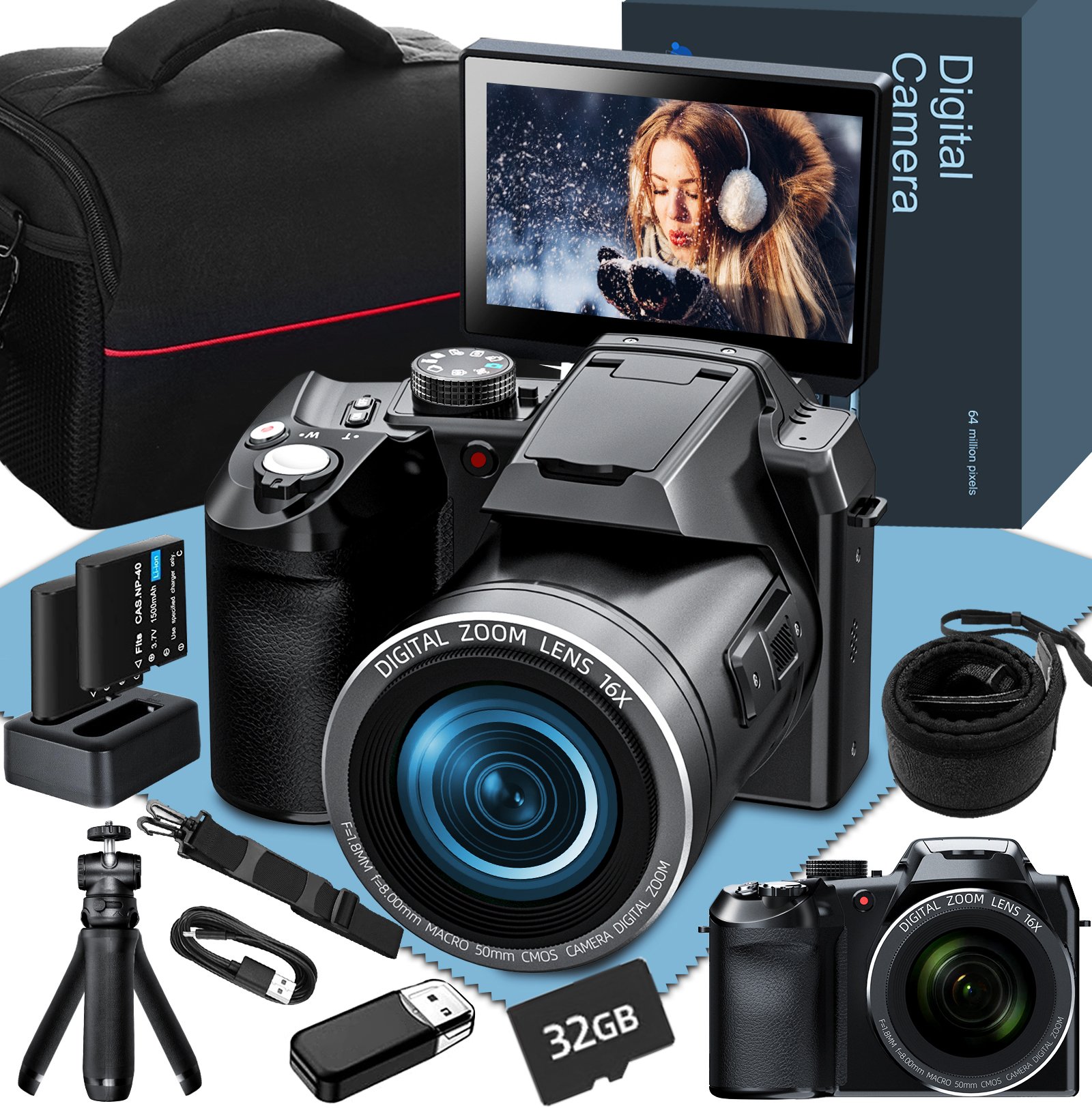 Digital Camera 4K Vlogging Cameras 44MP Point And Digital Cameras ...