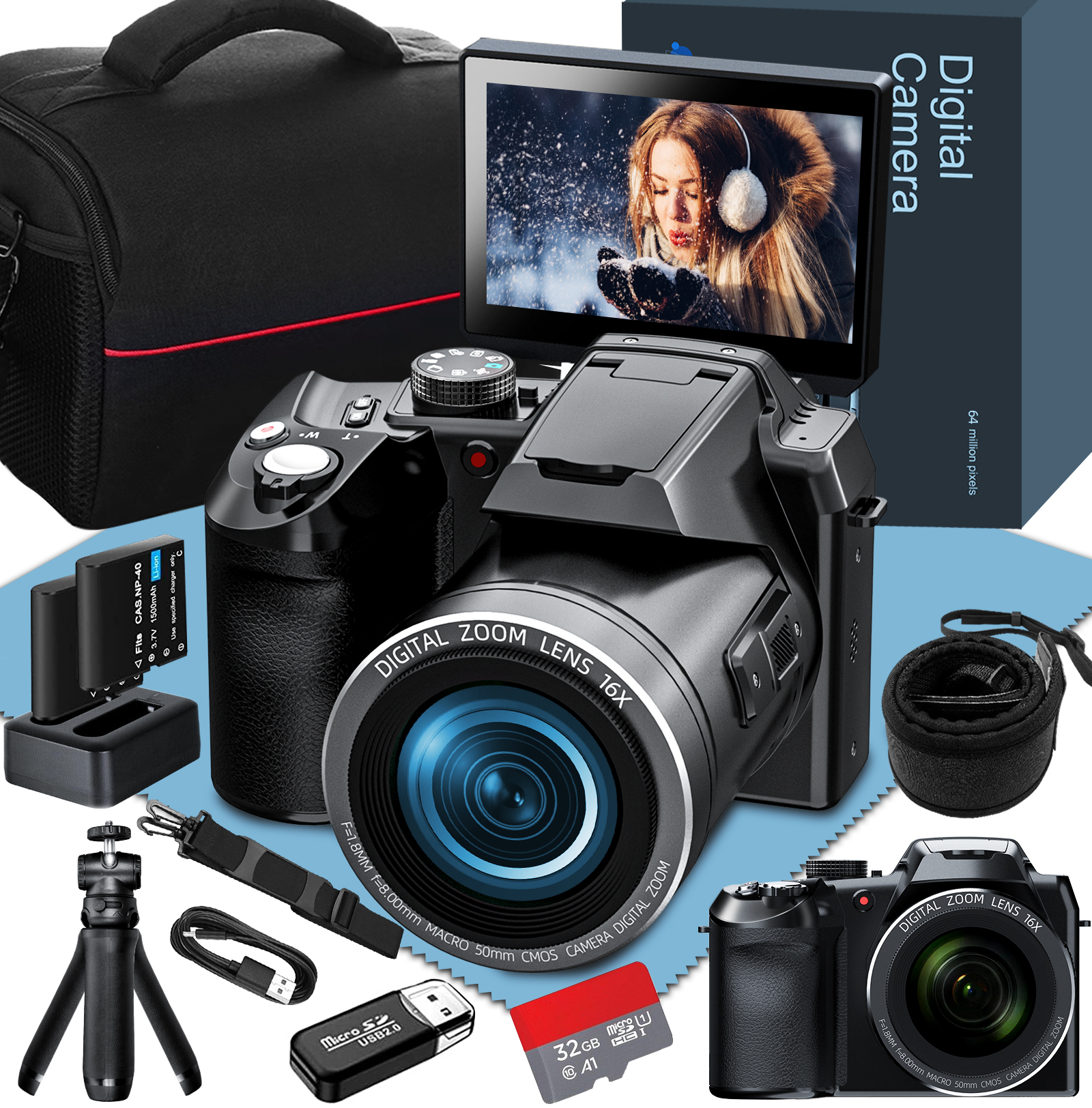 Tagital Camera Camcorder, HD 1080P 24 MP 16X Digital Zoom Video ...