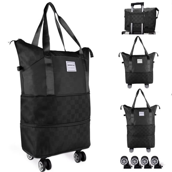 NBERMOTION, Expandable Rolling Duffle Bag, 28-58L Capacity, Black ...